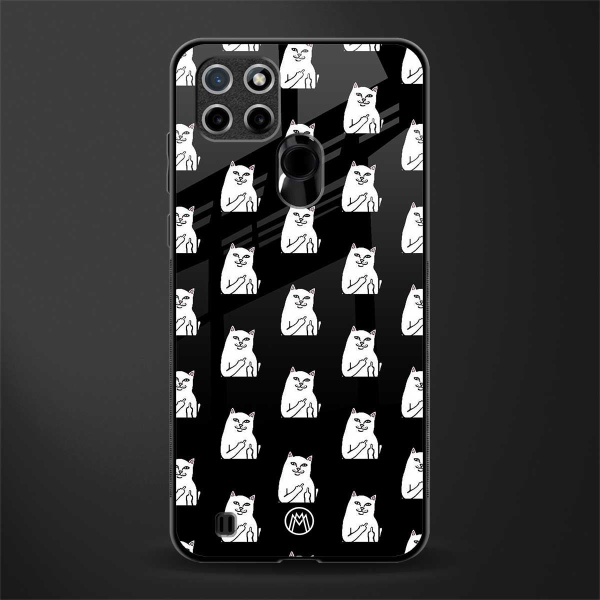 Middle Finger Cat Meme Phone Cover for Realme C21 | Glass Case ...